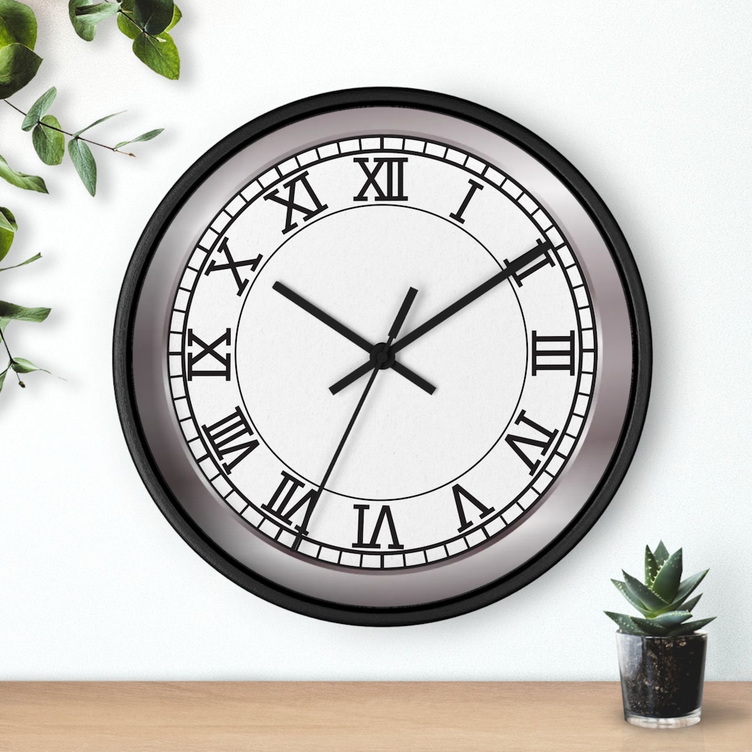 Minimalist Silver Wall Clock: Roman Numerals, Modern Home Decor - Etsy