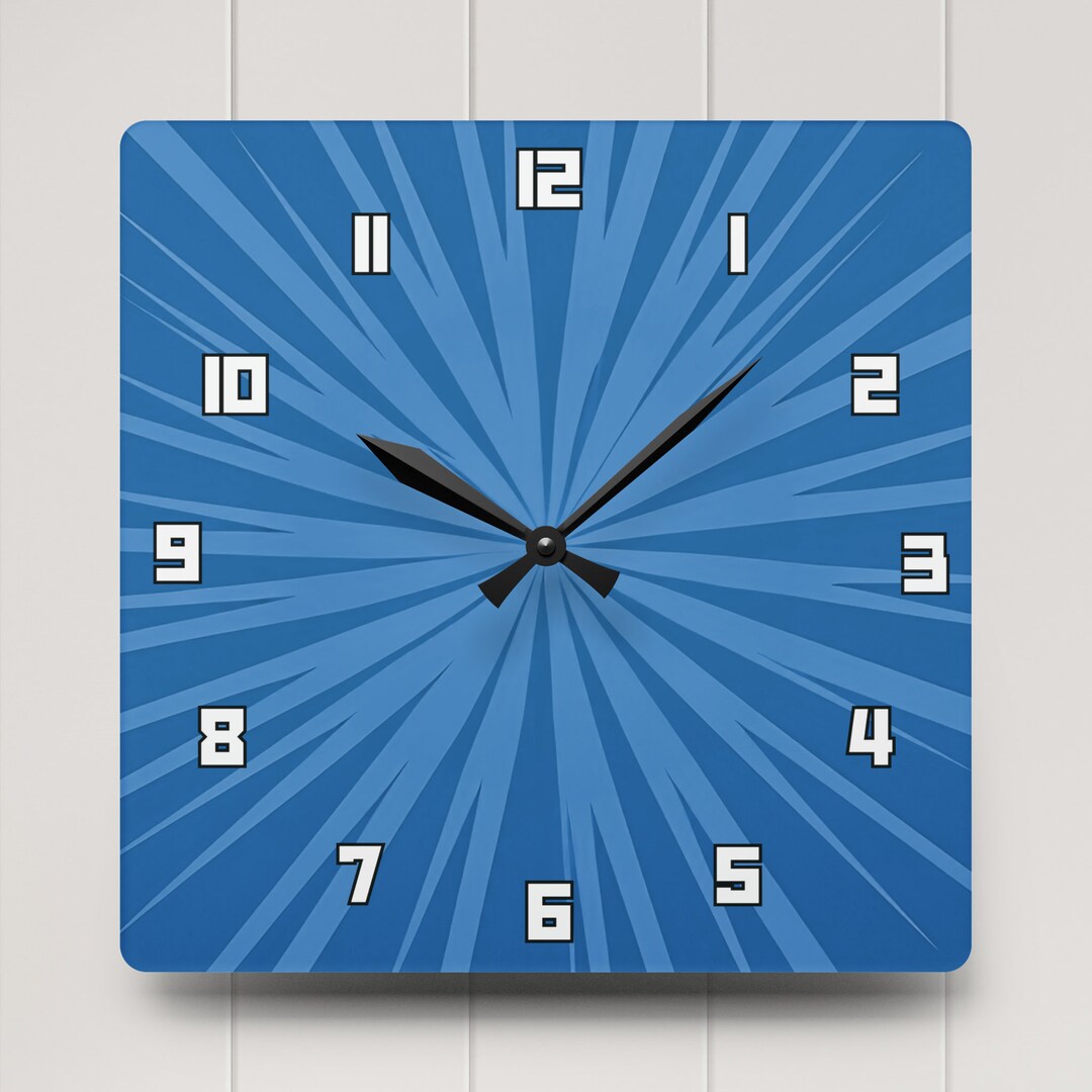 Modern Wall Clock: Radiant Blue Sunburst Unique Design - 10.75 Inch ...