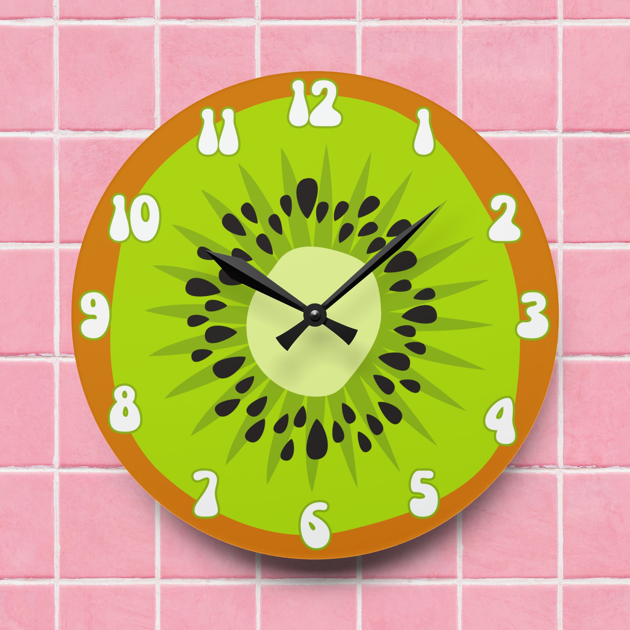 Kiwi Wall Clock Fruit Fun Silly Modern Round Cute - Etsy