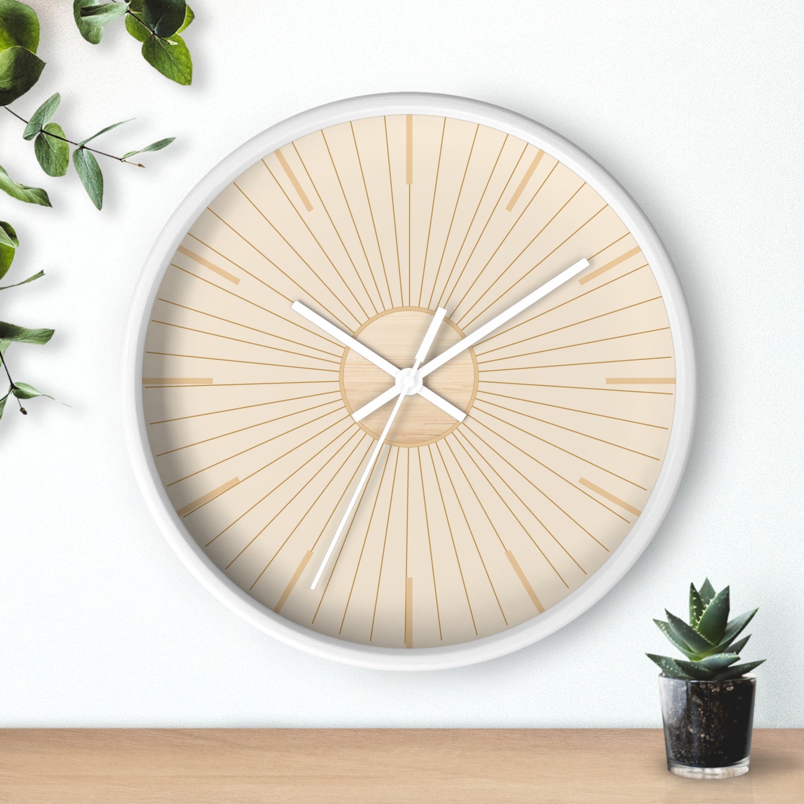Beige Simplistic Wall Clock, Multiple Colors, Round, Modern, Unique ...