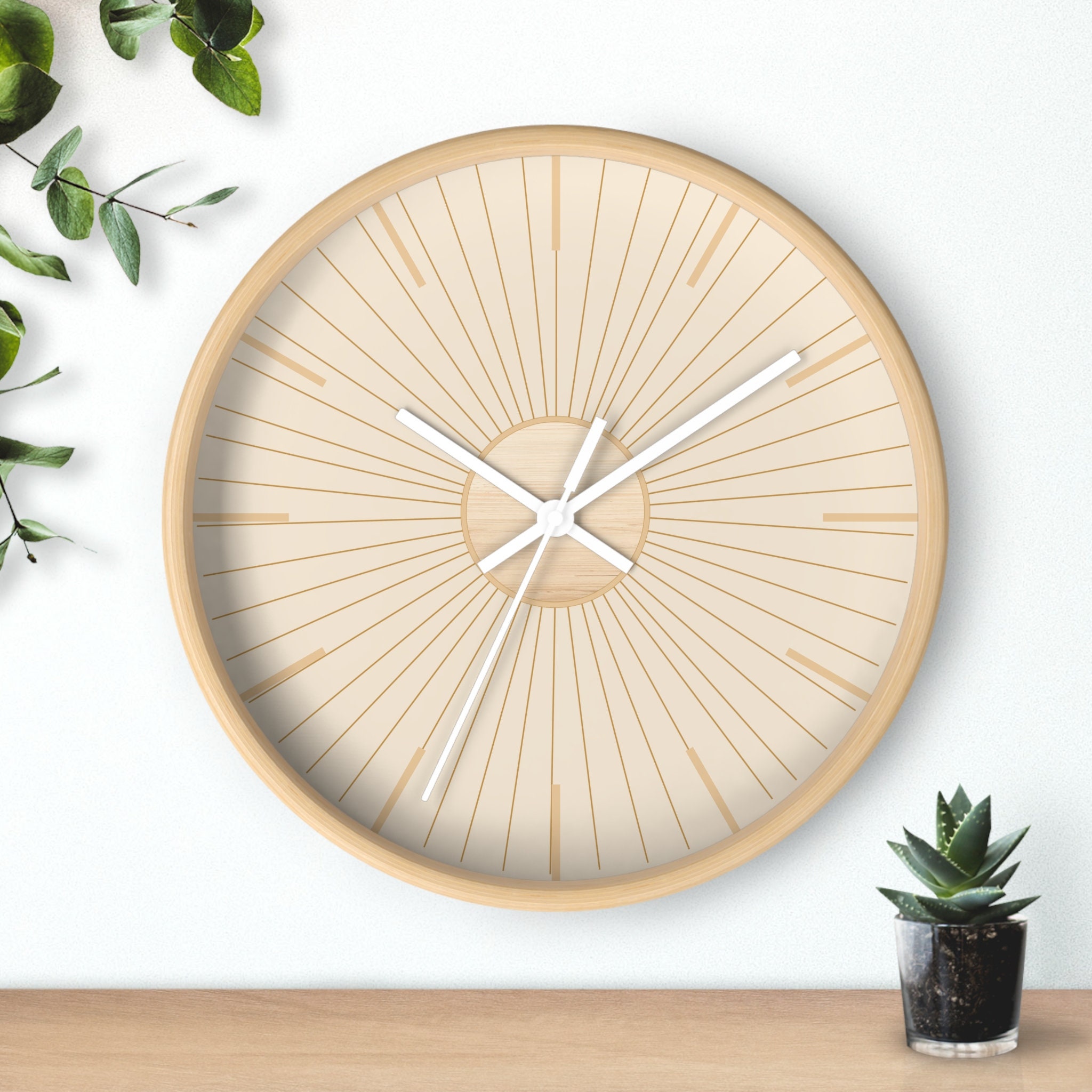 Beige Simplistic Wall Clock, Multiple Colors, Round, Modern, Unique ...