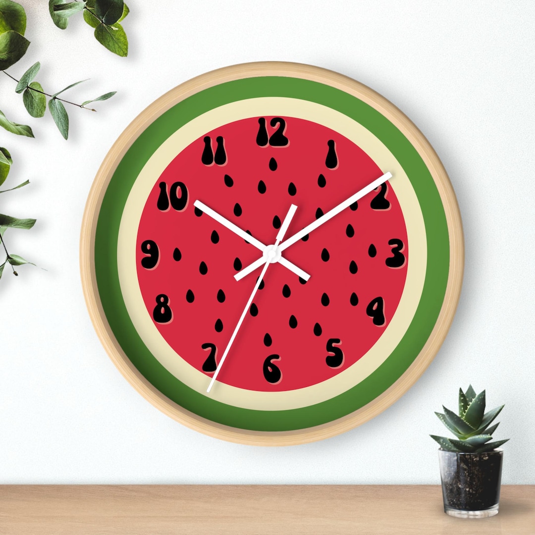 Watermelon Wall Clock, Cute, Unique, Modern, Fun, Kitchen Clock, Round ...