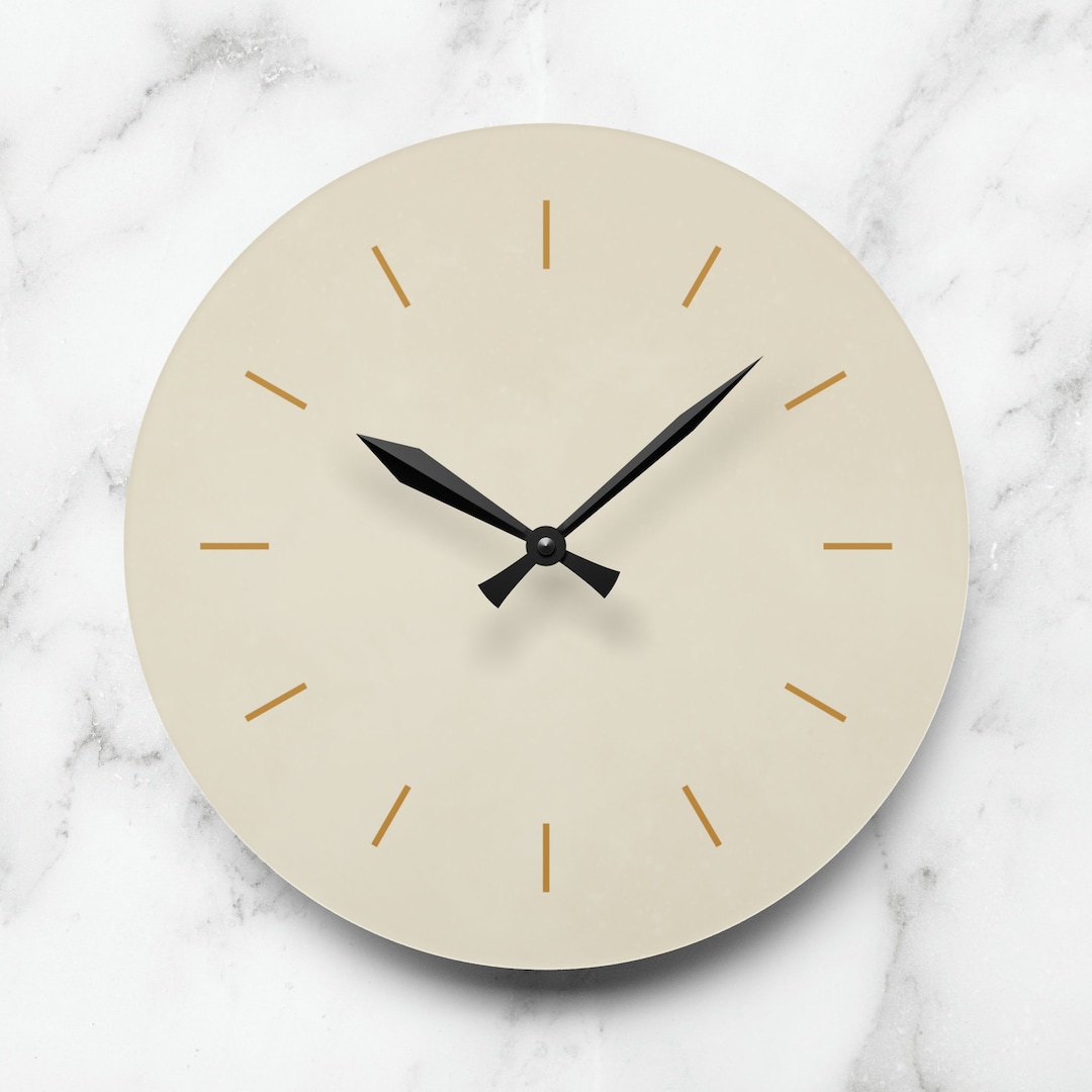 Minimalist Beige Wall Clock, Elegant, Modern, Unique, Round and Square ...