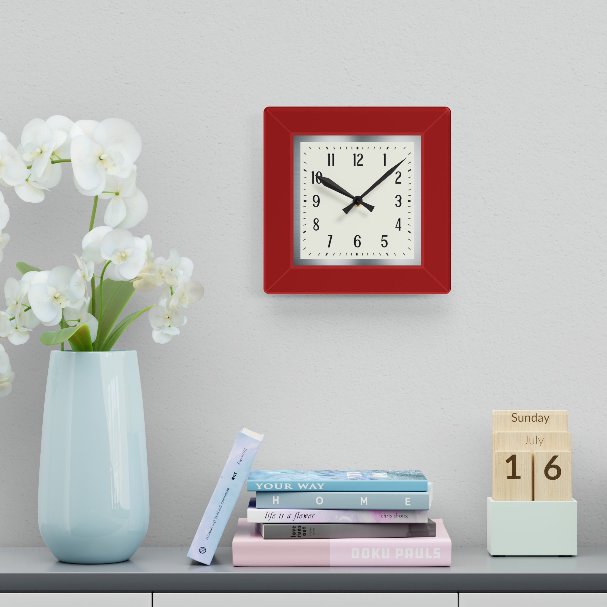 Classic Red Wall Clock, Retro Look, Vintage Inspired, Classy, Modern ...