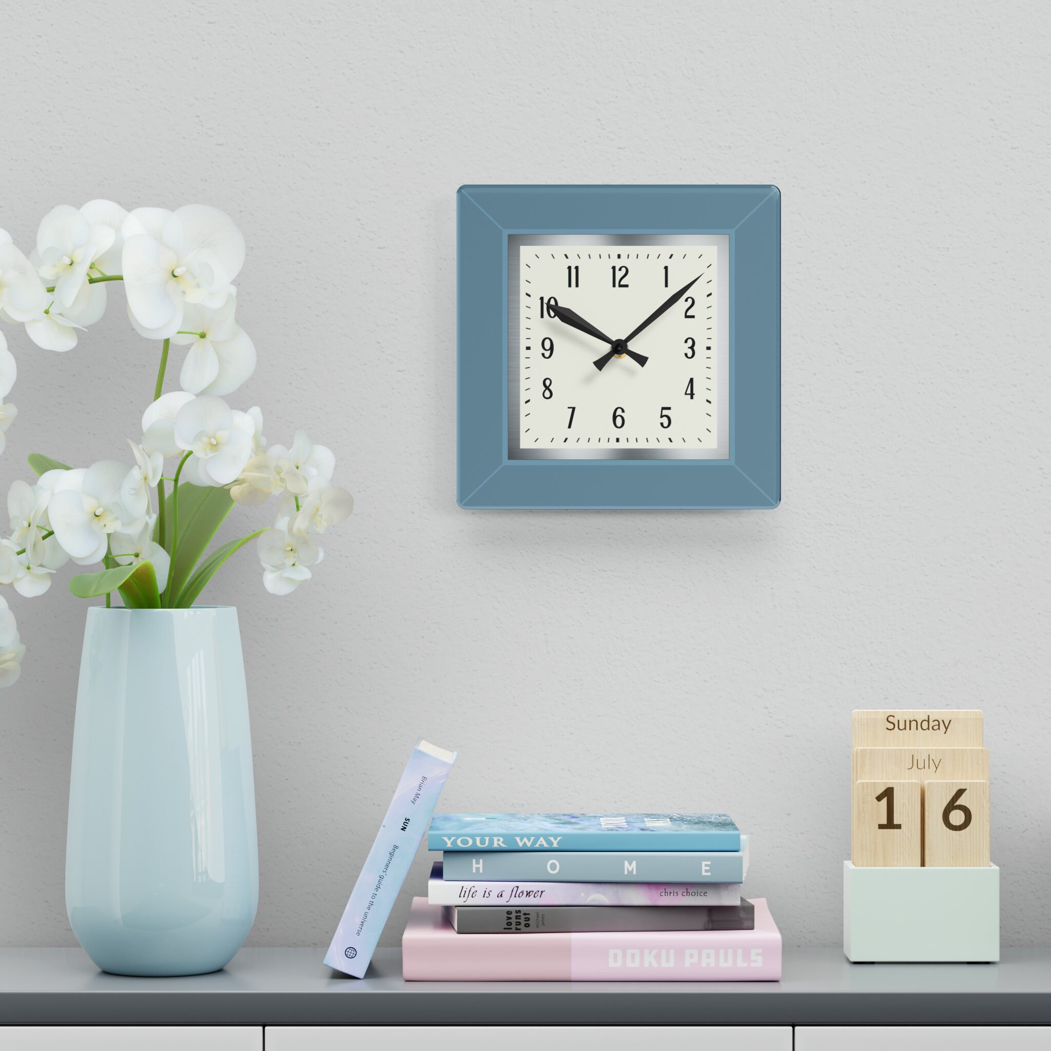 Classic Blue Wall Clock, Classy, Modern, Vintage, Retro, Unique ...