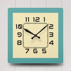 Retro Teal Wall Clock, Vintage Clock, Retro Decor, Mid Century Clock ...