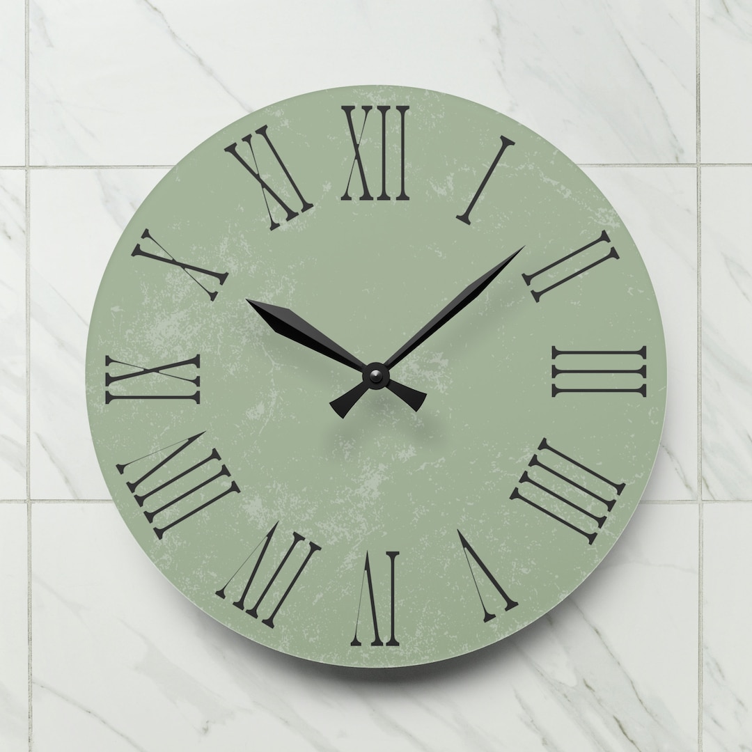 Sage Green Minimalist Clock, Classy, Stylish, Unique, Modern Wall Clock ...