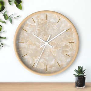 Aesthetic Marble Wall Clock, Beige, Simplistic, Minimalist, Japandi ...