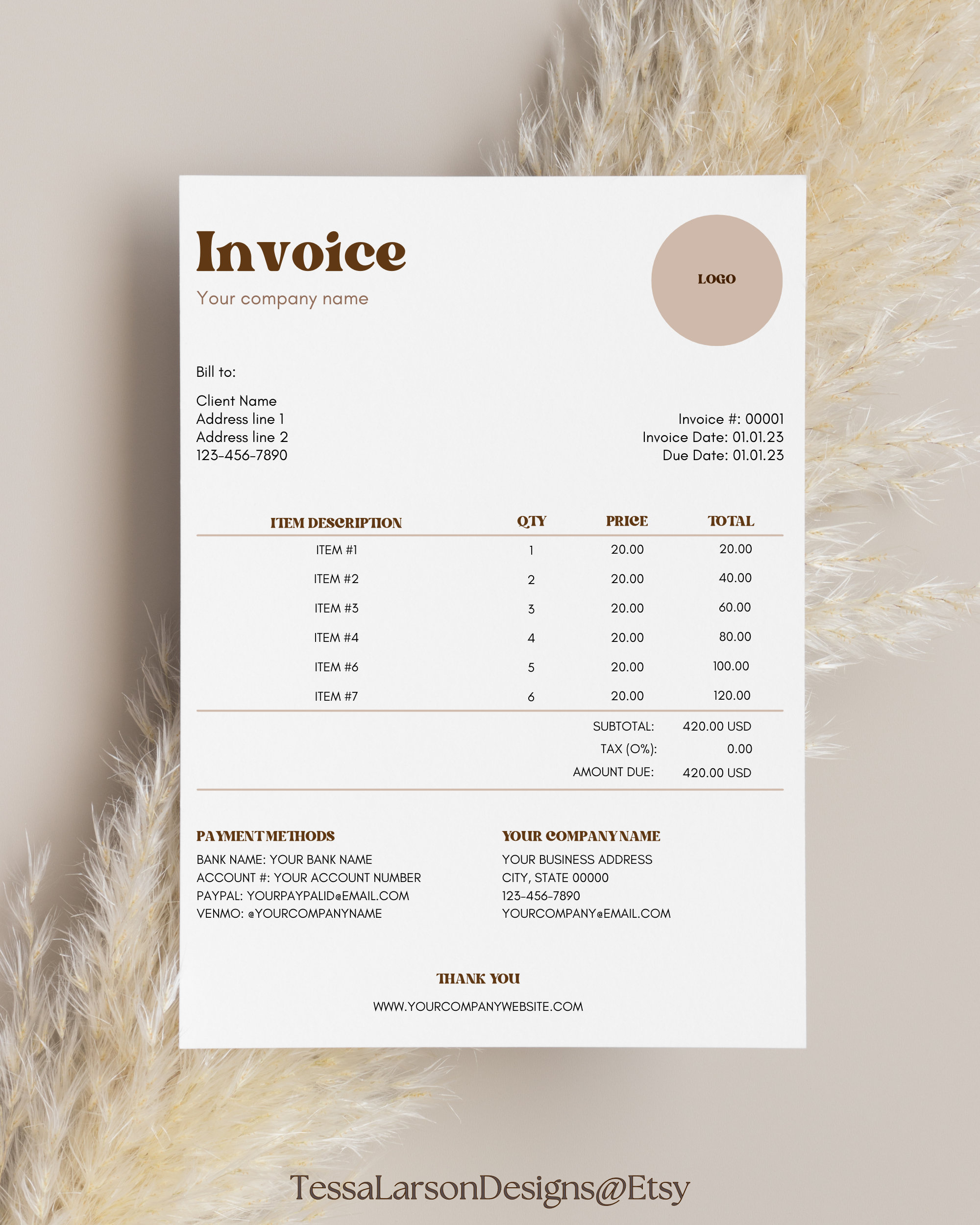Invoice Template Modern Invoice Template Minimal Invoice Business ...