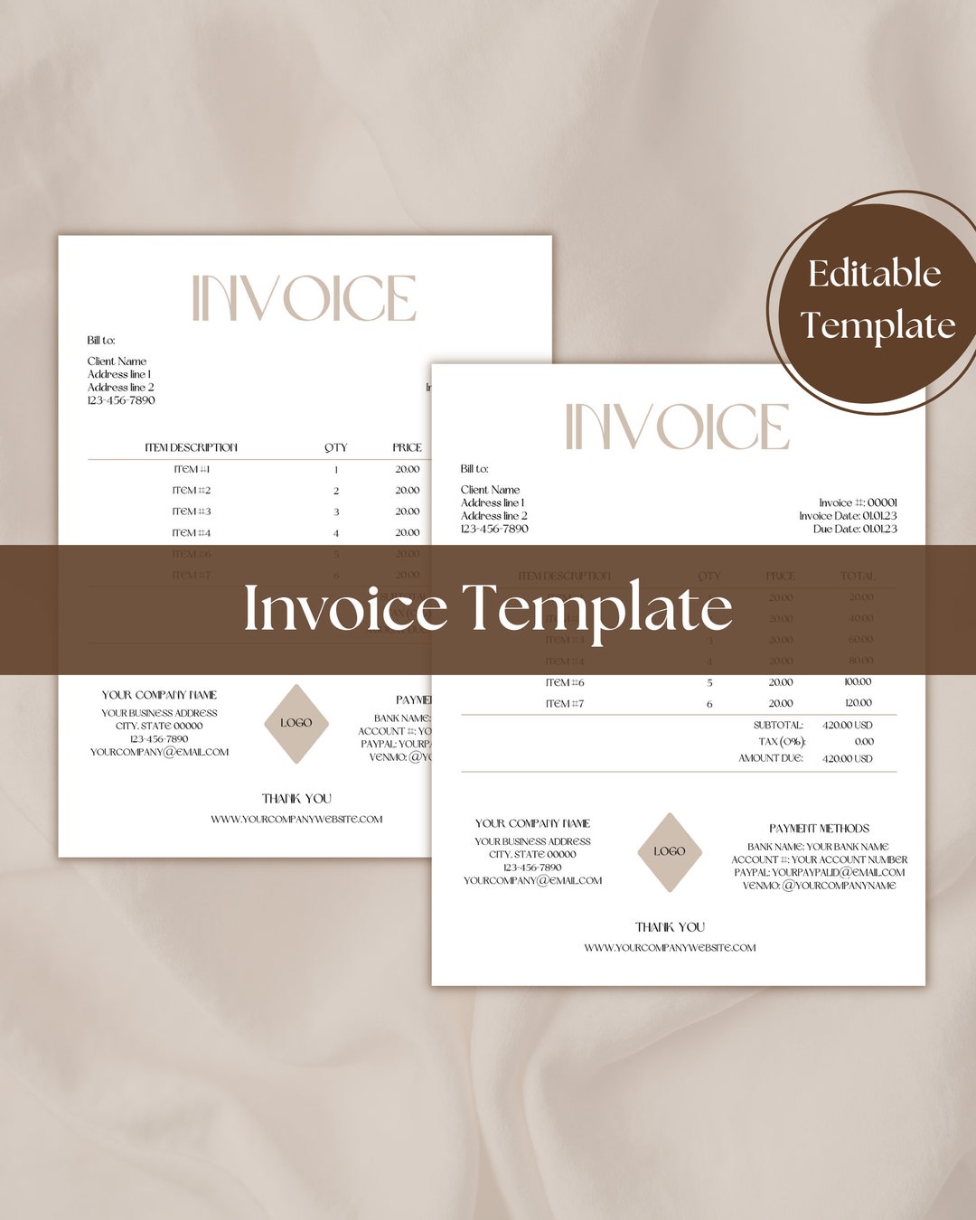 Invoice Template | Printable | Template | Minimal Invoice | Business Invoice | Simple Invoice ...