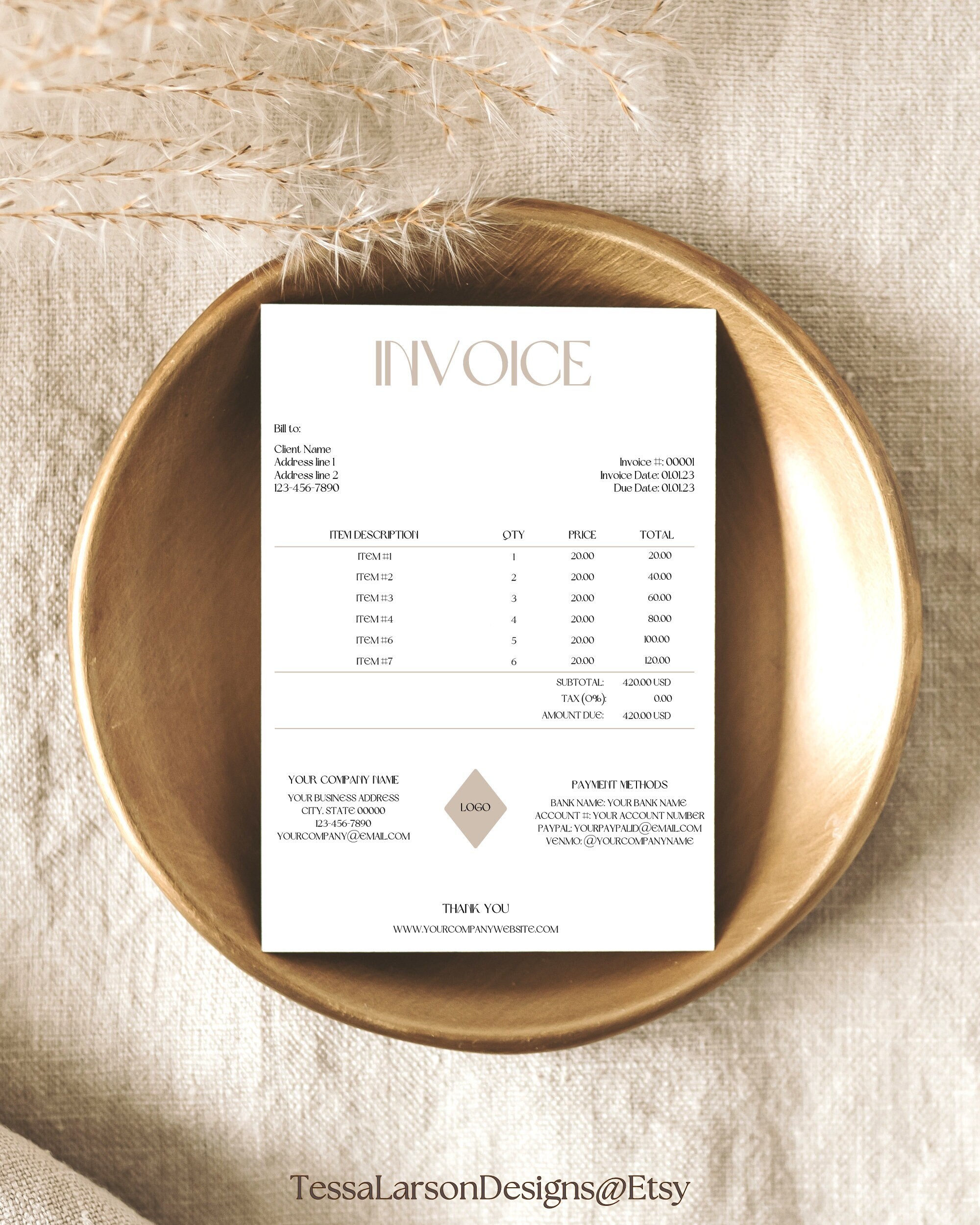 Invoice Template | Printable | Template | Minimal Invoice | Business Invoice | Simple Invoice ...
