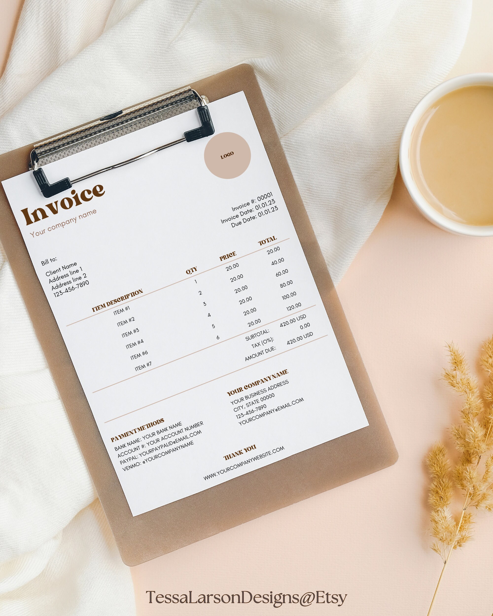 Invoice Template Modern Invoice Template Minimal Invoice Business ...