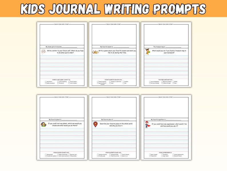 Kids Journal Writing Prompts Printable 25 Fun Creative Writing ...