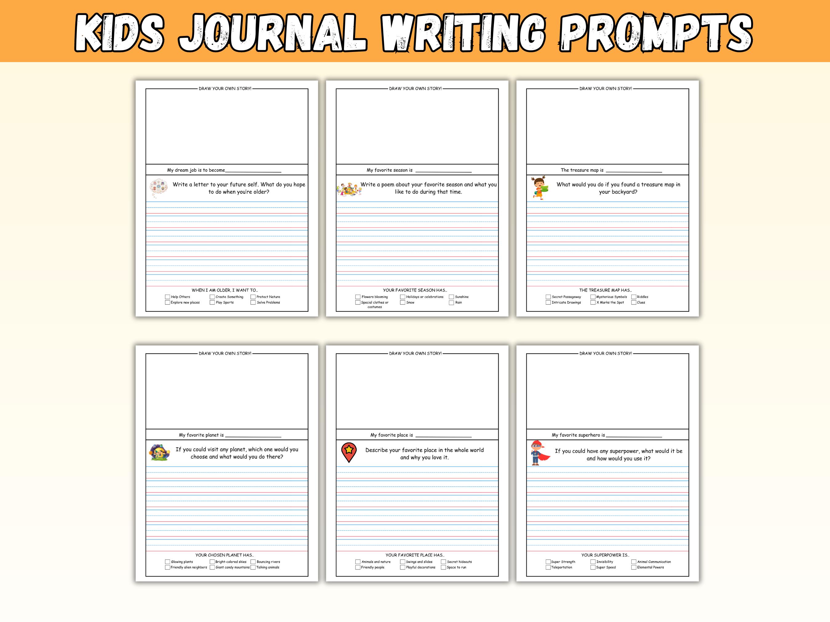 Kids Journal Writing Prompts Printable 25 Fun Creative Writing ...