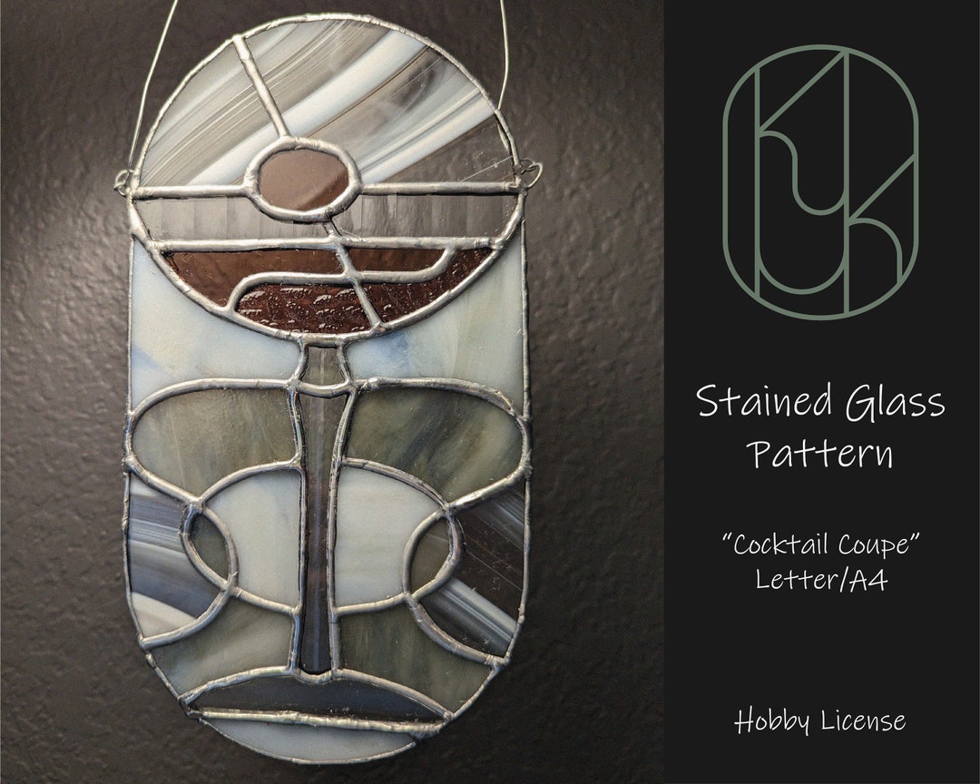 Stained Glass PATTERN- Cocktail Coupe Suncatcher, Digital Download, DIY ...