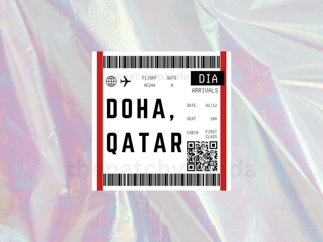 Doha Qatar Mini Boarding Pass Sticker Digital Design print at - Etsy