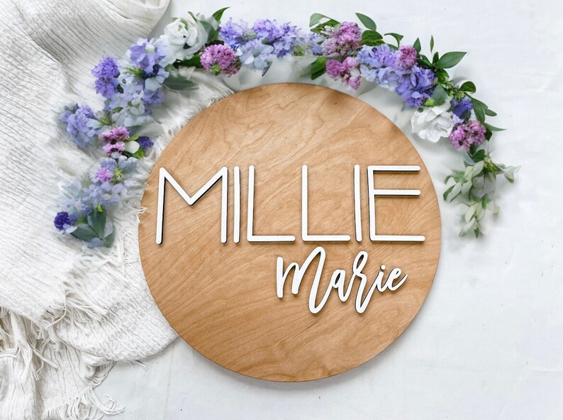 Nursery Name Sign, Round Name Sign, Above Crib Sign, 3d Name Sign, Baby ...