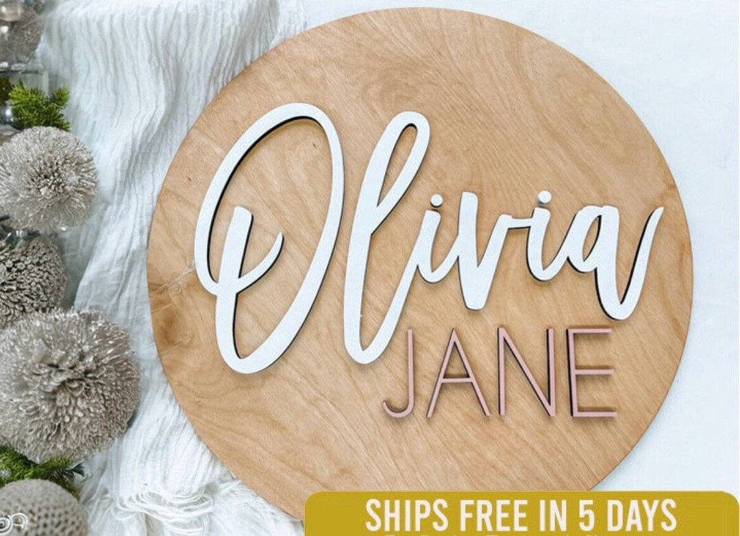 Nursery Name Sign, Round Name Sign, Above Crib Sign, 3d Name Sign, Baby ...