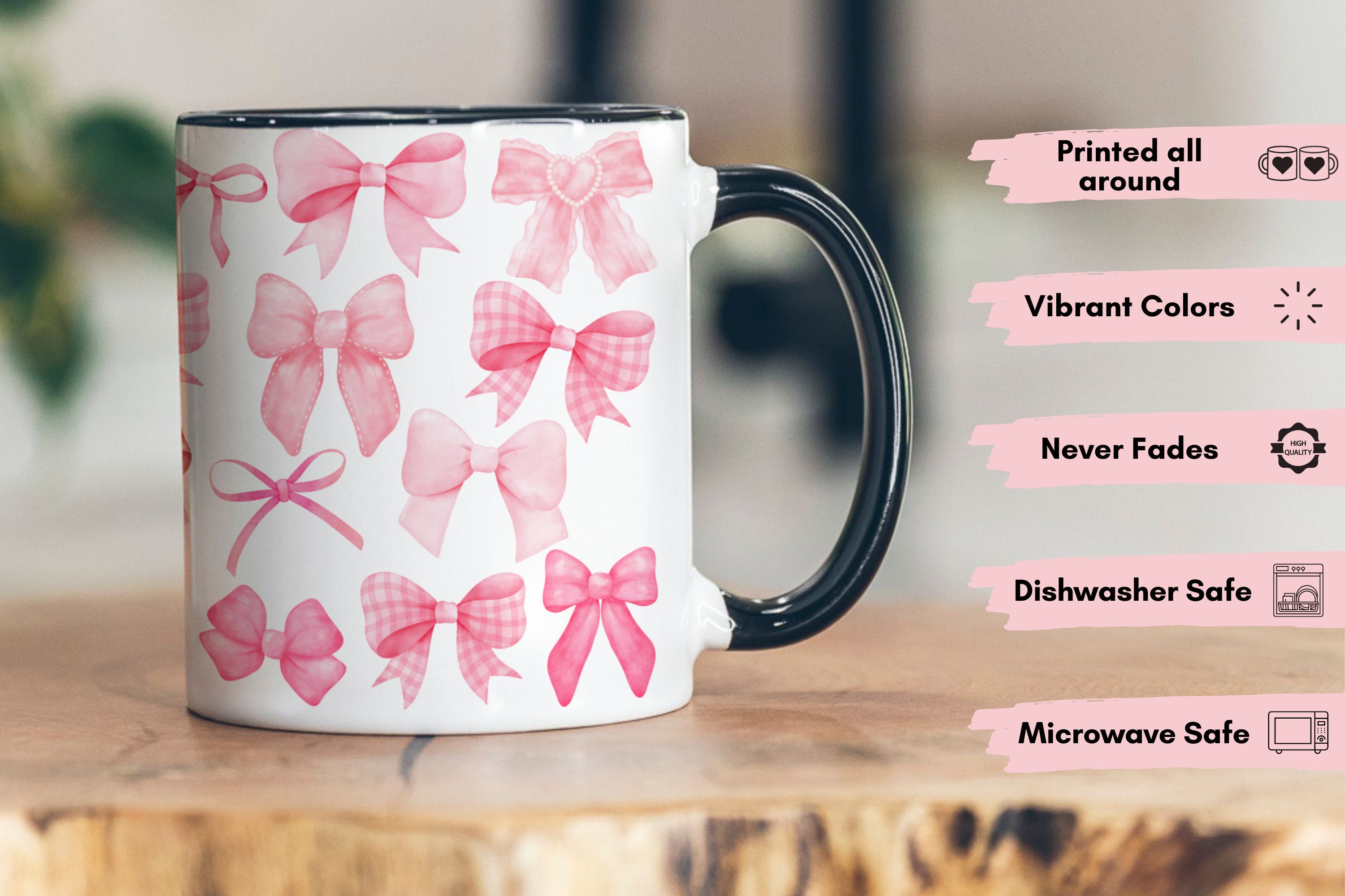 Coquette Mug Pink Mug Cute Bow Mug Gift for Mom Present for Coffee ...