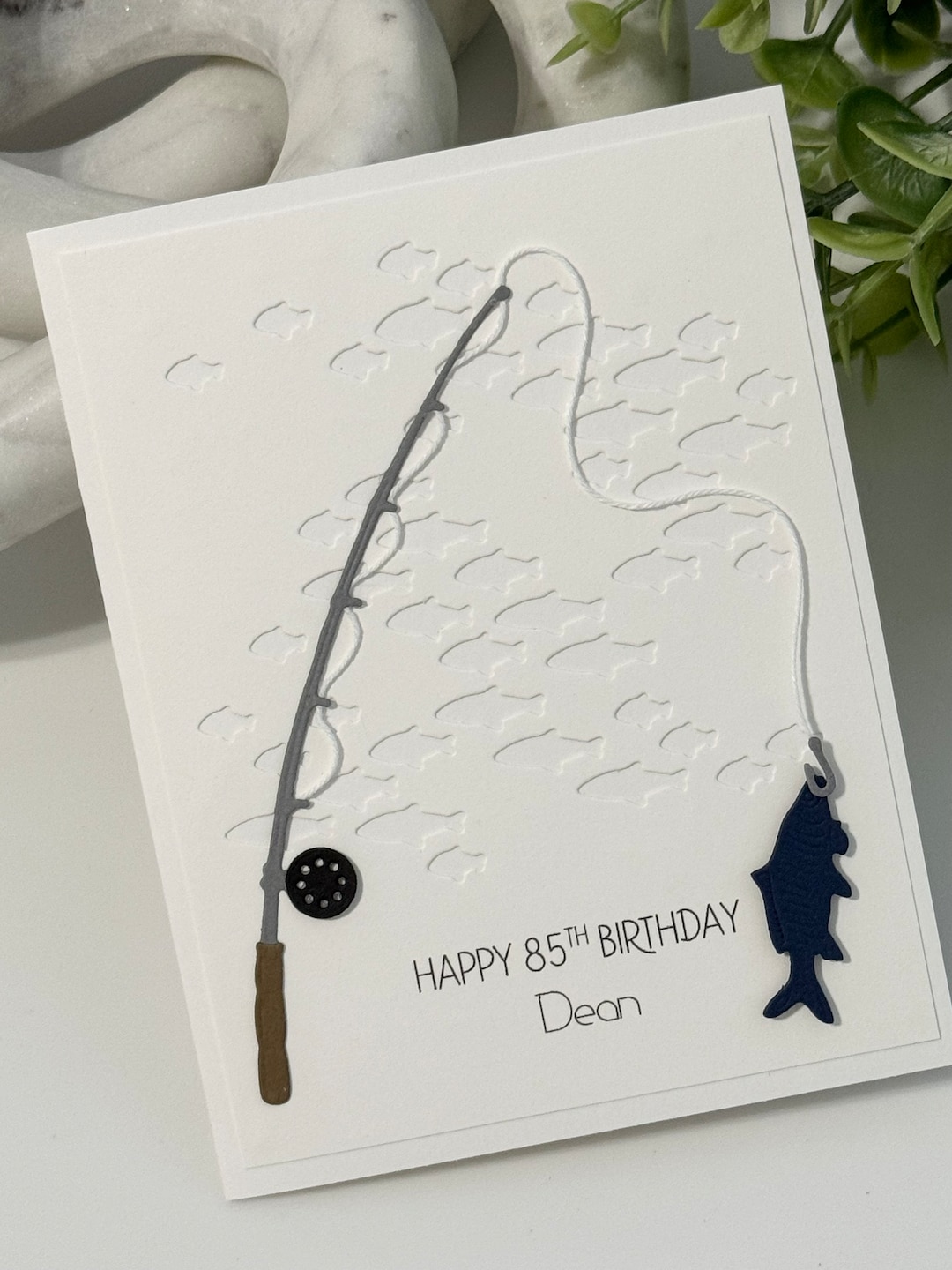 Personalized Fishing Card, 3D Handmade Masculine Keepsake Card, Custom ...