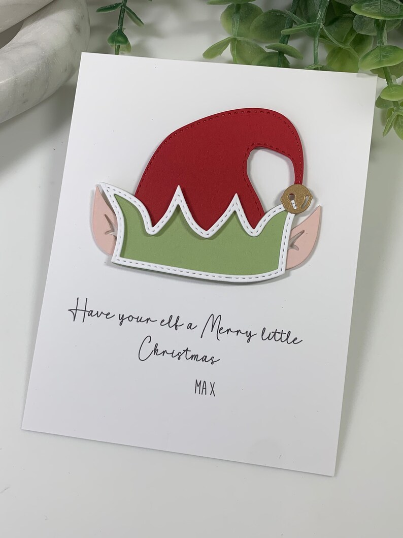 Personalized Elf Card Elf Hat Kids Christmas Card Custom - Etsy