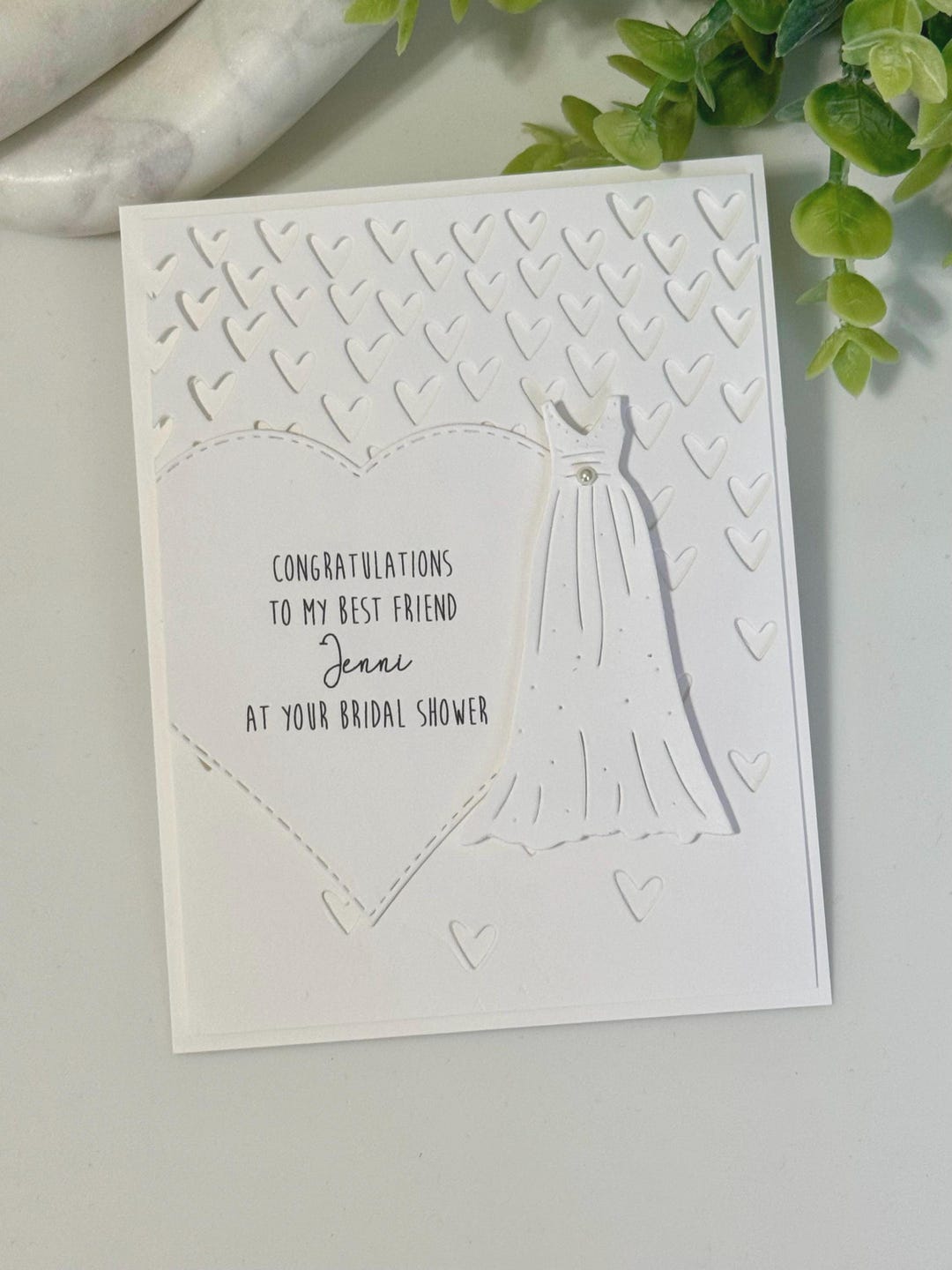 Personalized Bridal Shower Card, Handmade Wedding Gown Card, Custom ...
