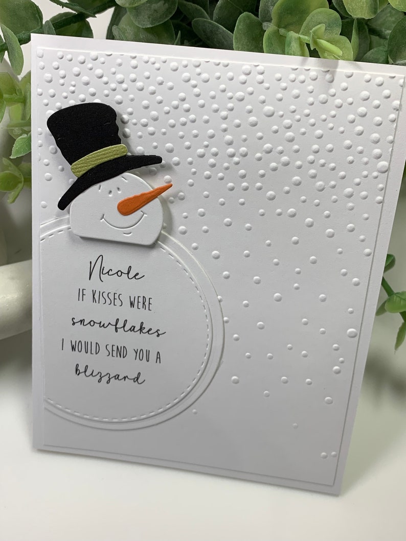 Personalized Handmade Christmas Card, Snowman Christmas Card, Cute Xmas ...