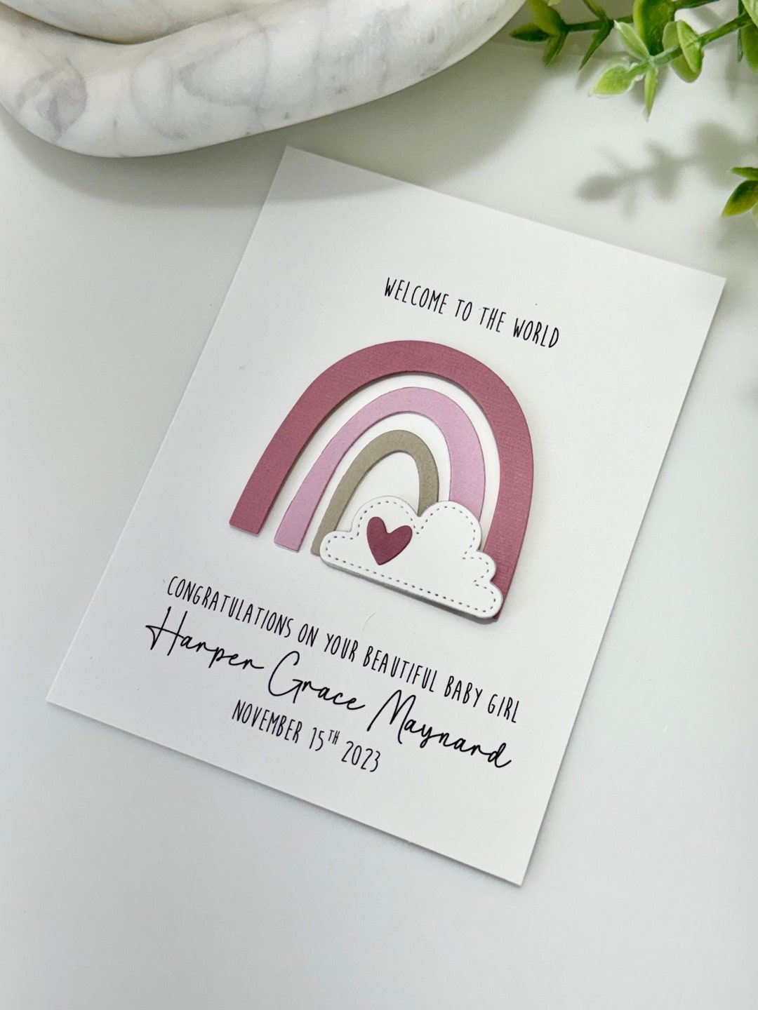 Personalized Rainbow Baby Card, Custom Baby Card, Welcome to the World ...