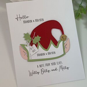 Personalized Elf Card Elf Hat Kids Christmas Card Custom - Etsy