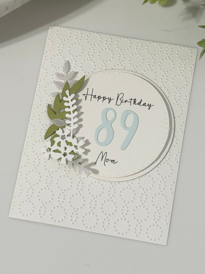 Personalized Floral Birthday Card, Handmade Embossed Milestone Card - Etsy