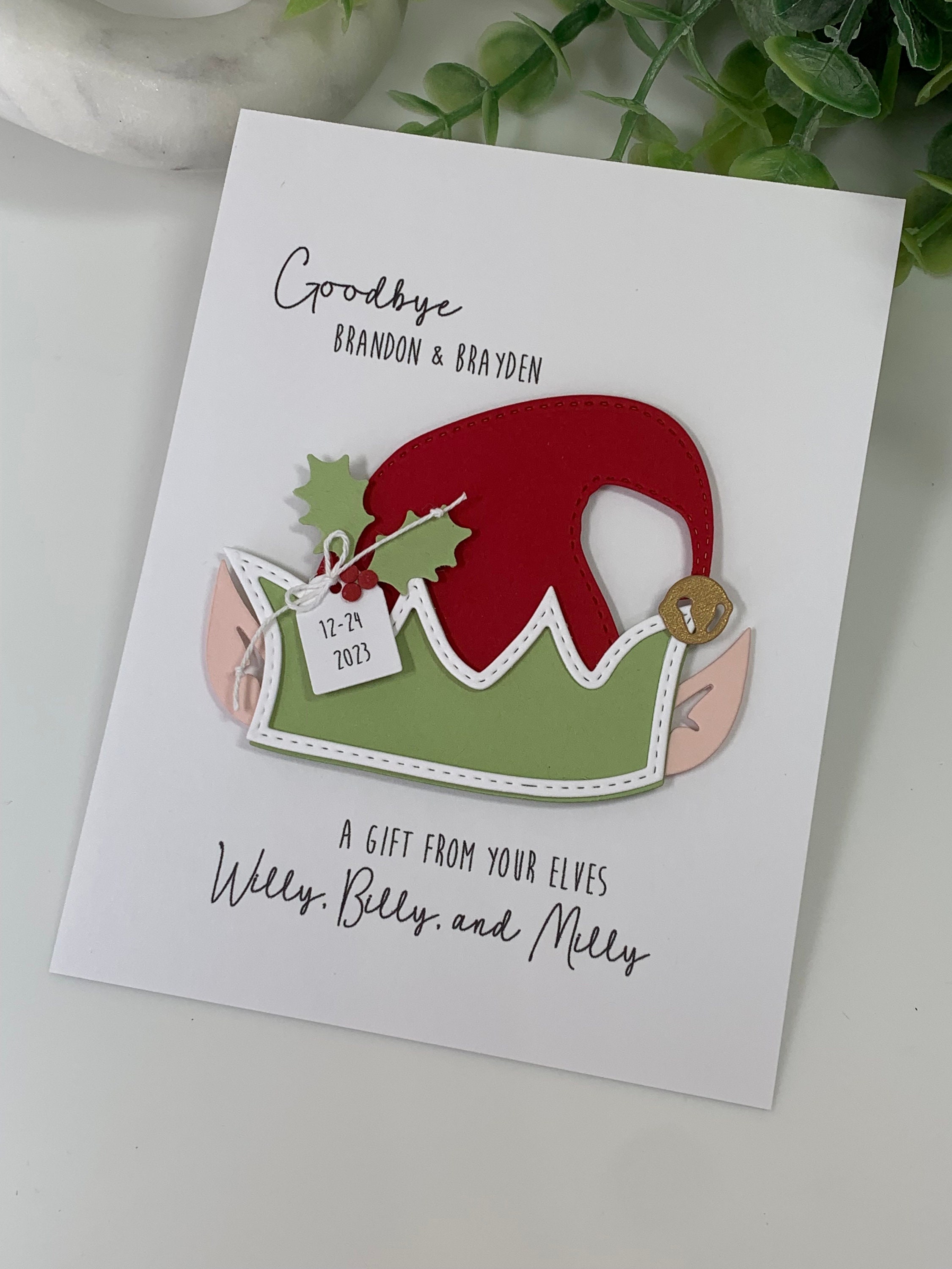 Personalized Elf Card Elf Hat Kids Christmas Card Custom - Etsy