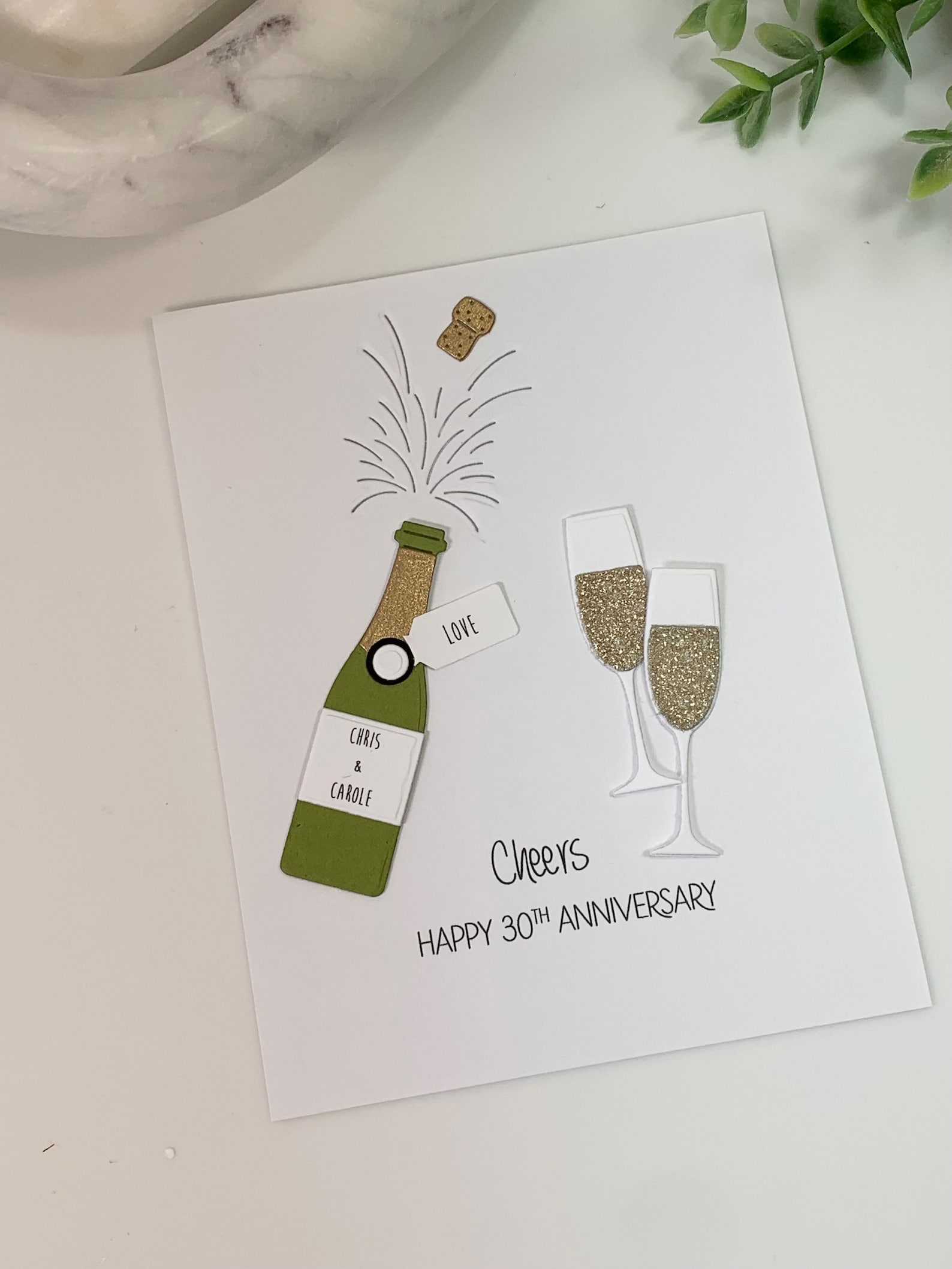 Personalized Champagne Card, Handmade Celebration Card Custom All ...