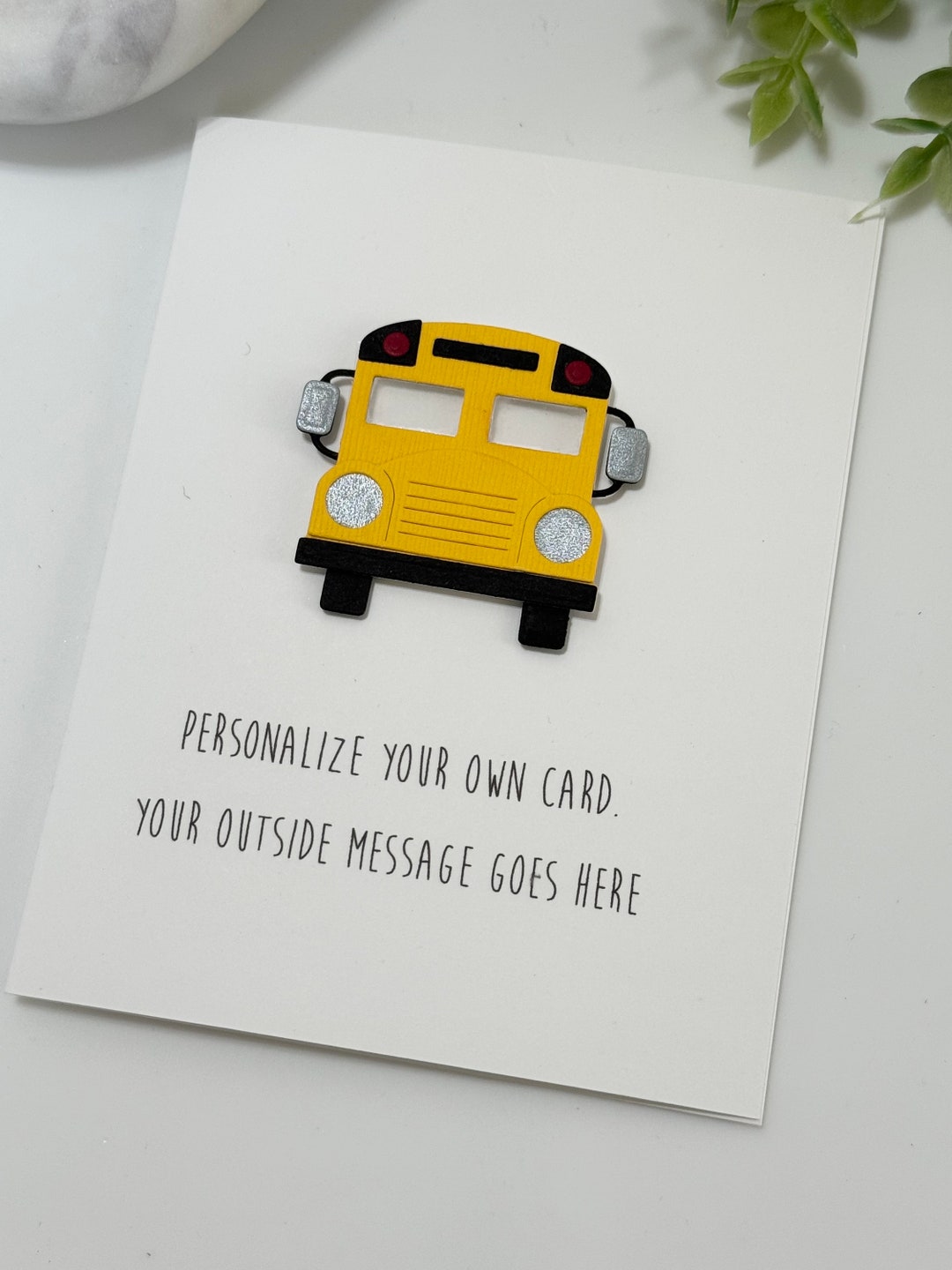 Personalized School Bus Card, First Day of School, Handmade, Customize ...