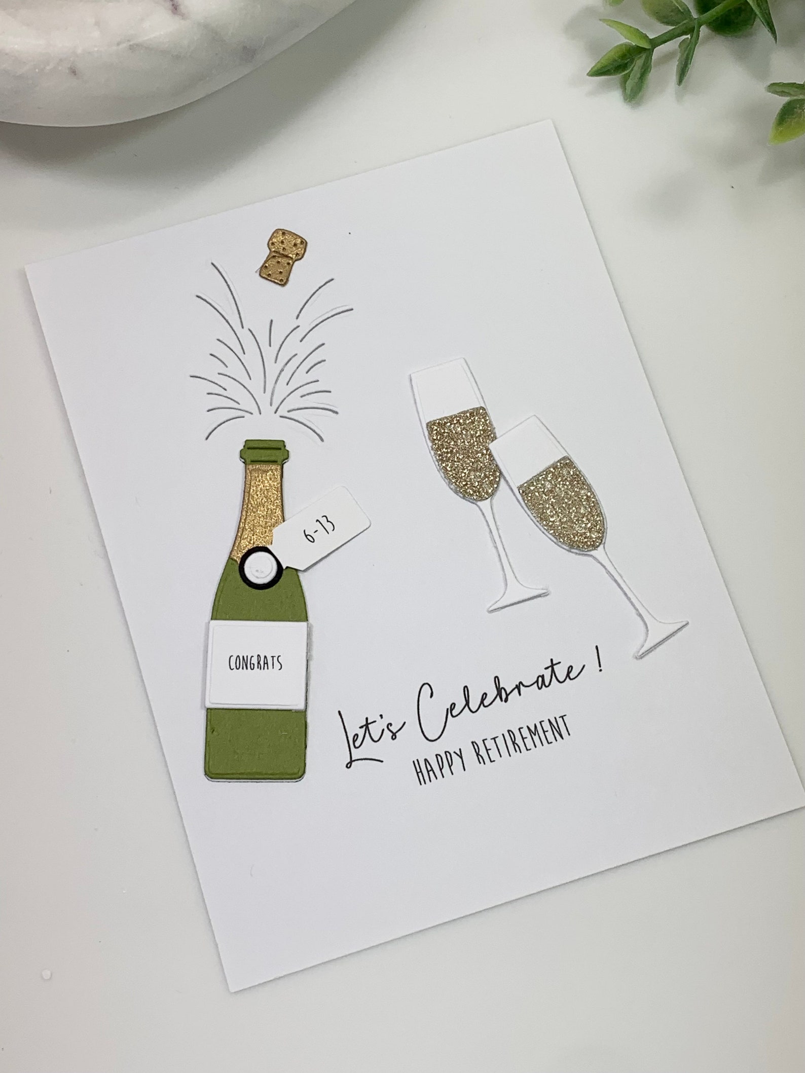 Personalized Champagne Card, Handmade Celebration Card Custom All ...