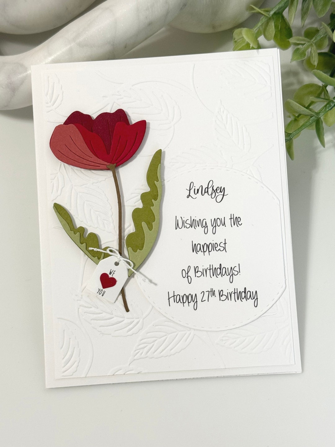 Personalized Floral Card, Handmade Embossed All Occasion Card ...