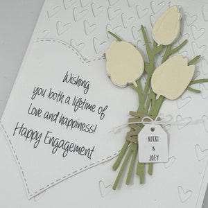Personalized 3D Floral Engagement Card, Handmade Newly Engaged Card ...