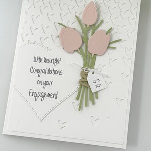 Personalized 3D Floral Engagement Card, Handmade Newly Engaged Card ...
