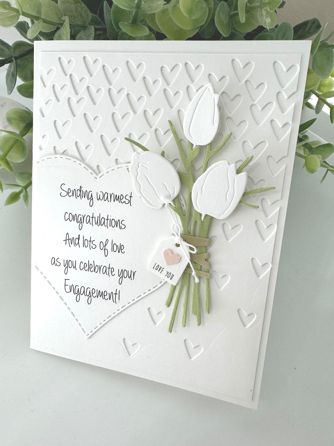 Personalized 3D Floral Engagement Card, Handmade Newly Engaged Card ...