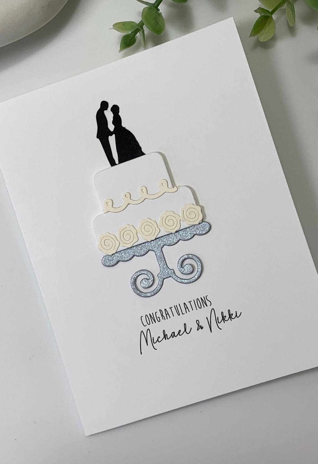 Personalized Wedding Cake Card, Handmade Anniversary Card, Customize ...