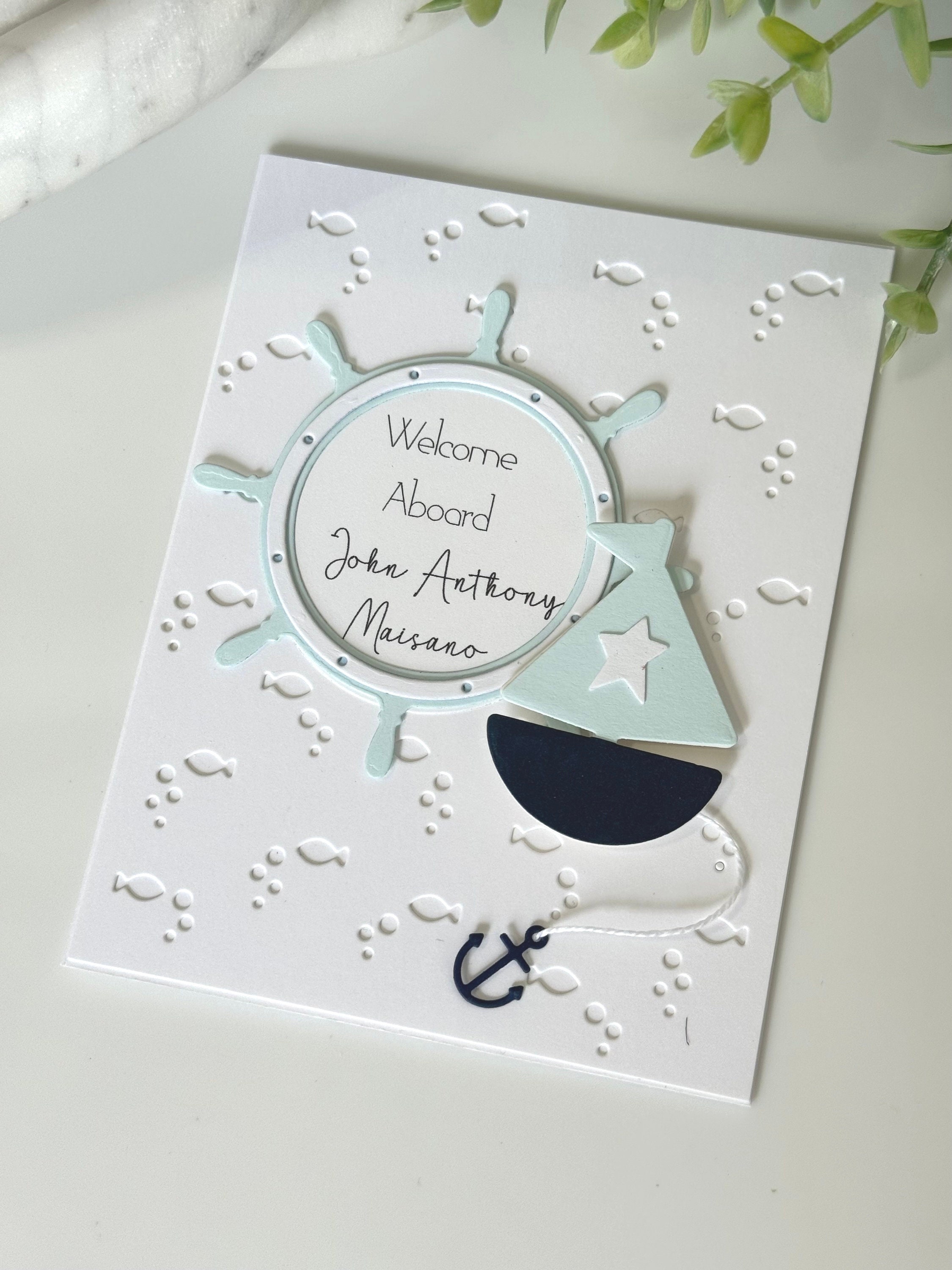 Personalized Nautical Baby Card, Handmade 1st Birthday Keepsake ...