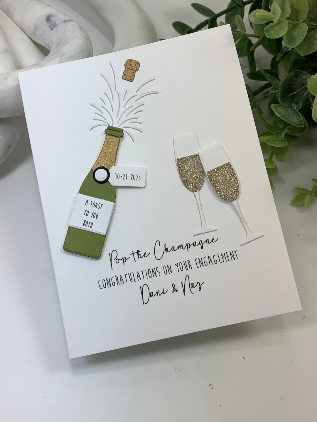 Personalized Champagne Card, Handmade Celebration Card Custom All ...
