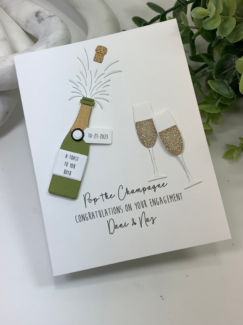 Personalized Champagne Card, Handmade Celebration Card Custom All ...