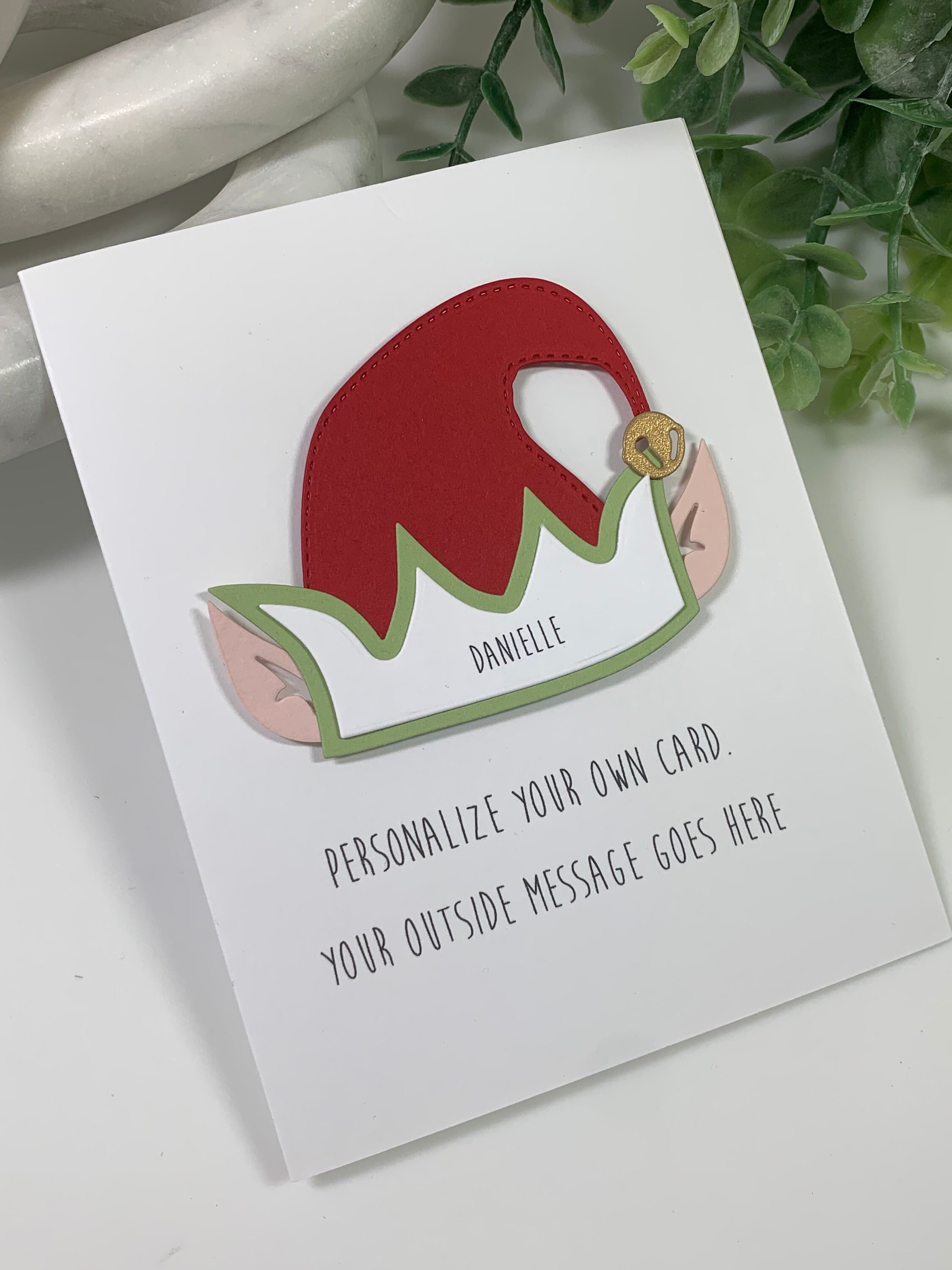 Personalized Elf Card Elf Hat Kids Christmas Card Custom - Etsy