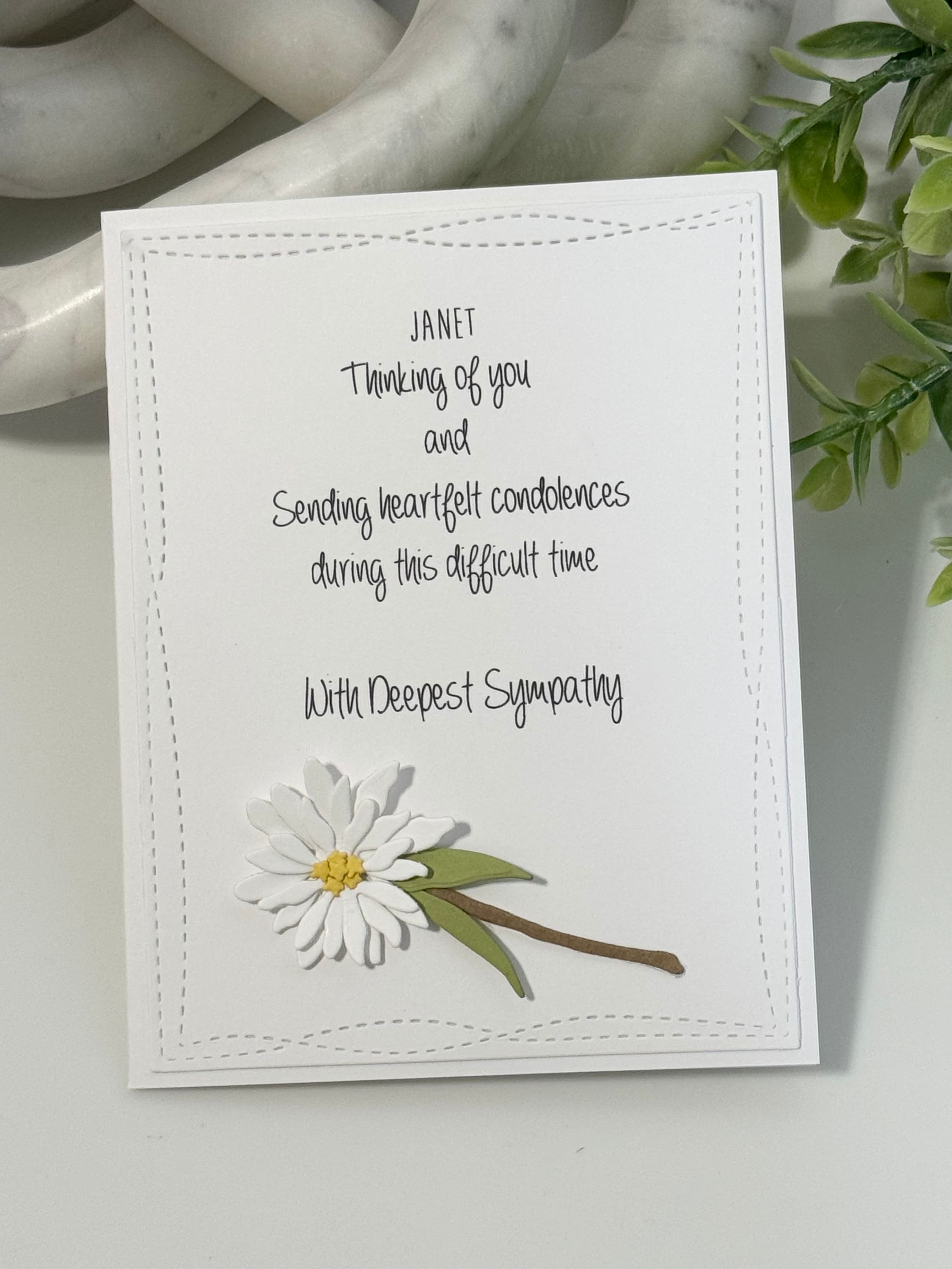 Personalized Sympathy Card, Handmade Floral Condolence, Customize Your ...