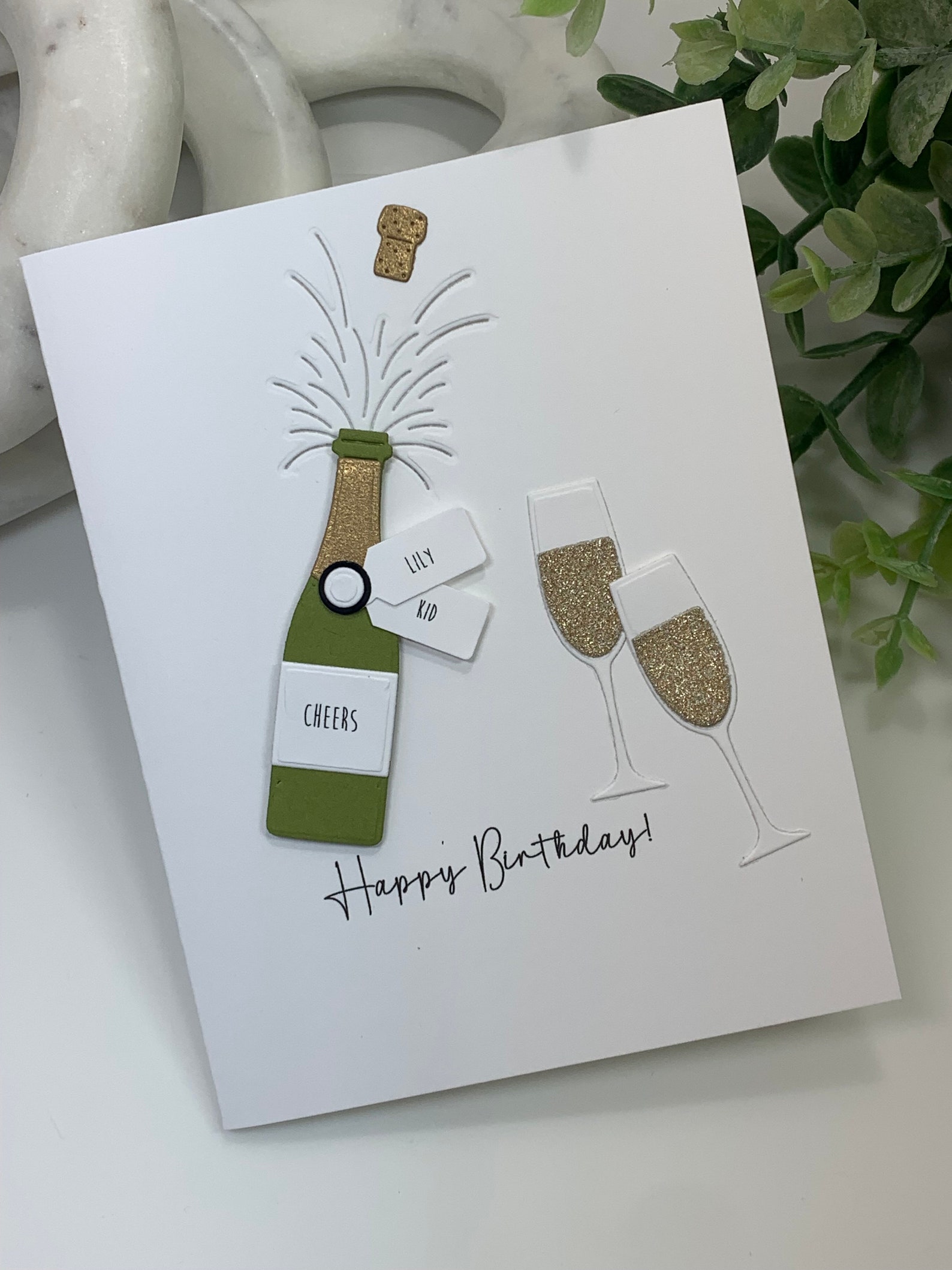 Personalized Champagne Card, Handmade Celebration Card Custom All ...
