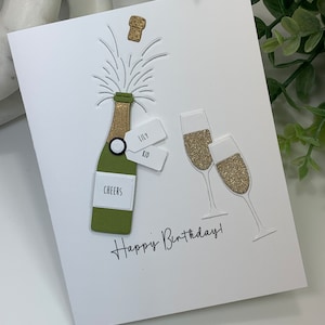 Personalized Champagne Card, Handmade Celebration Card Custom All ...