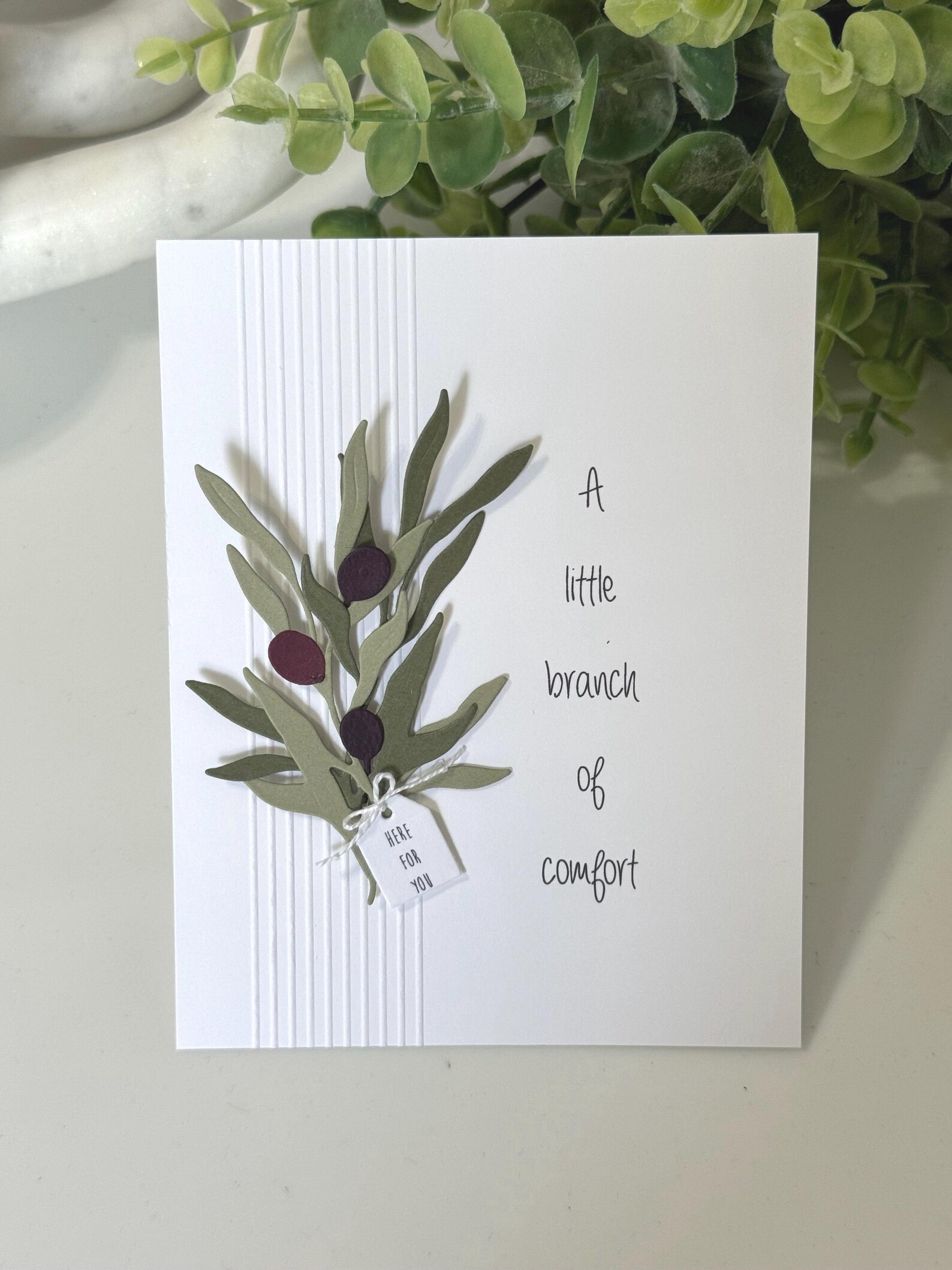 Personalized Olive Branch Card, Handmade Floral Card for All Occasions ...