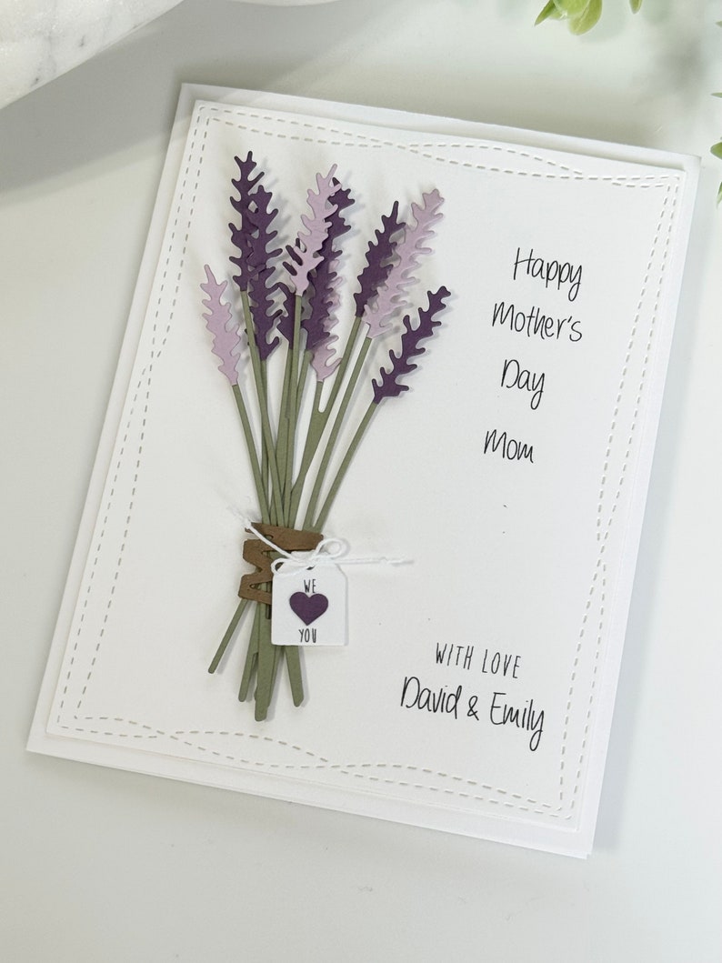 Personalized 3D Lavender Card, Handmade Birthday Floral Card, Customize ...