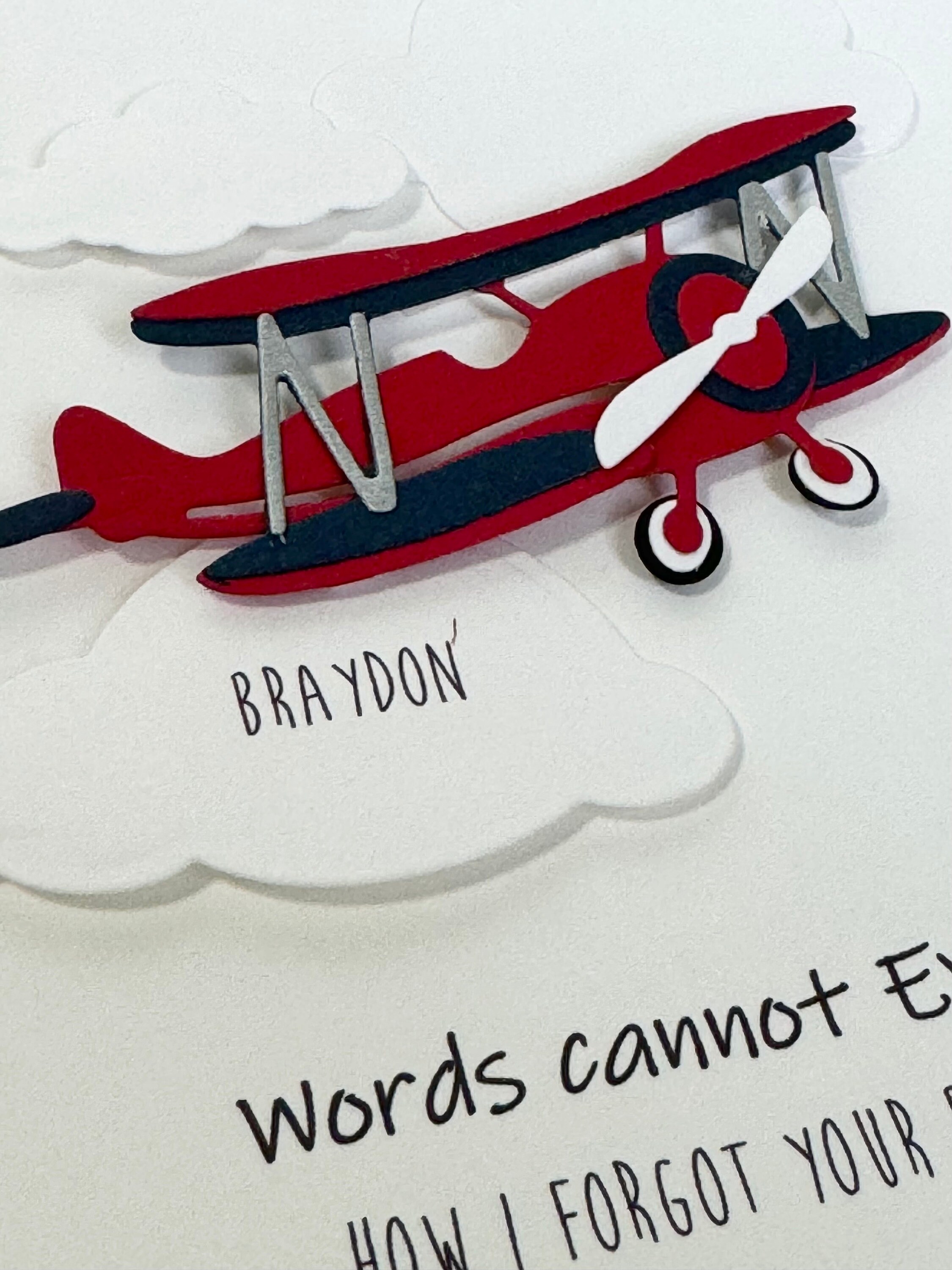 Personalized 3D Airplane Birthday Card, Handmade Aviation Gift ...