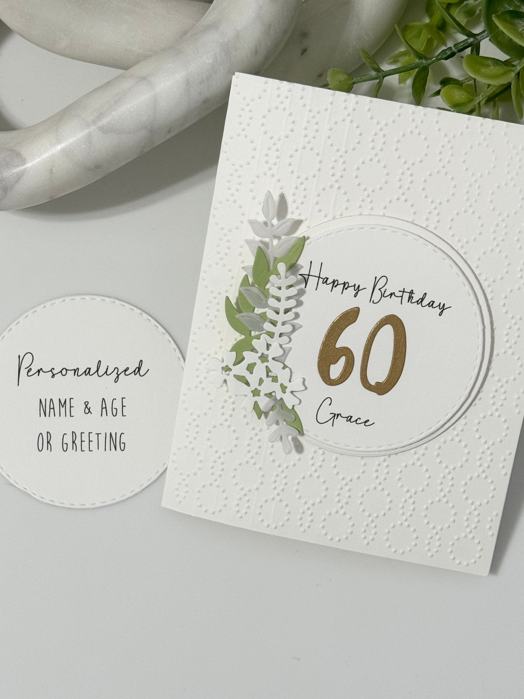 Personalized Floral Birthday Card, Handmade Embossed Milestone Card - Etsy